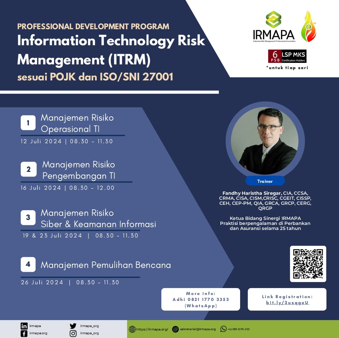 Professional Development Program (PDP) – Information Technology Risk Management (ITRM) sesuai ...